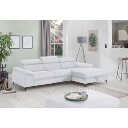 Ecksofa COTTA, B:244cm H:72cm T:166cm, weiß, Microfaser (100% Polyester);Flachgewebe (100% Polyester), Wohnzimmer, Sofas, "Kitty L-Form, B: 242 cm",