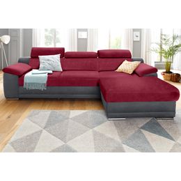Sit & More Ecksofa SIT & MORE, B:271cm H:94cm T:168cm, rot, Luxus-Microfaser ALTARA NUBUCK (100% Polyester) / Struktur (100% Polyester);Luxus-Kunstleder /