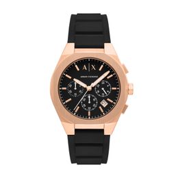 Armani Exchange Herren Chronograph "SYNC", gold, Armbanduhren, Quarzuhr, Armbanduhr, Herrenuhr, Silikonarmband, analog, Tag