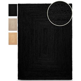Teppich CarpetFine, B:200cm H:6mm L:290cm, grau, Jute, Wohnzimmer, Teppiche, "Nele Juteteppich Naturfaser", geflochtener Wendeteppich aus 100% Jute,