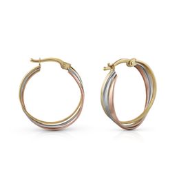 Diamonds by Ellen K. Damen Paar Creolen "Gold 585 dreifarbig 20mm Durchmesser", one-size, Gold, bunt, FASCINATION BY ELLEN K., Gold, Ohrringe
