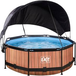 Framepool EXIT, H:76cm &Oslash;:244cm, braun, Schwimmbecken, "inkl. Sonnensegel", &Oslash;xH: 244x76 cm, mit Kartuschenfilterpumpe und Sonnensegel