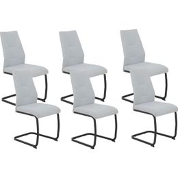 Freischwinger Hela, B:43cm H:93cm T:59cm, grau, 100% Polyester, St&uuml;hle, "Ariana, Esszimmerstuhl", Zertifizierter "Waterfree" Stoff - sehr Robust, 140