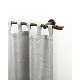 Gardinenstange Garesa, L:380cm &Oslash;:20mm, braun, Holzwerkstoff, Gardinenstangen, "PILA", Vorhanggarnitur, verl&auml;ngerbar, Knopf mit Ausschnitt, ohne Ringe