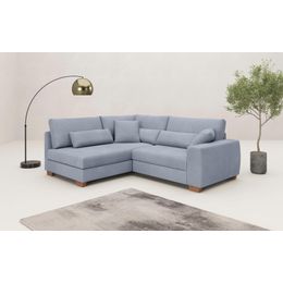 Ecksofa MR. COUCH, B:227cm H:68cm T:190cm, blau, Memphis (Grundgewebe - 100% Polyester; Nutzschicht- 90% Polyester / 10% Polyamide), Wohnzimmer,