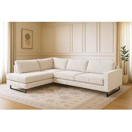 Ecksofa Home Affaire, B:290cm H:85cm T:217cm, beige, 92% Polyester, 8% Nylon, Wohnzimmer, Sofas, "Pinto, 290 cm, Cord, Chenille, Lederoptik, Ottomane