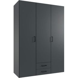 Dreht&uuml;renschrank wimex, B:120cm H:185cm T:54cm, schwarz, Holzwerkstoff, Schr&auml;nke, "Mugano", wahlweise mit oder ohne Spiegel, mit Schubladen