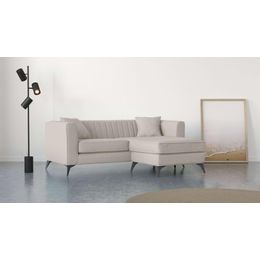 Ecksofa Home Affaire, B:201cm H:74cm T:162cm, beige, 100% Polyester, Wohnzimmer, Sofas, "MATTHEW L-Form ideal f&uuml;r kleine R&auml;ume, Ma&szlig;e B/T/H: