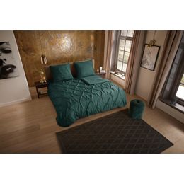 Wendebettw&auml;sche, gr&uuml;n, PURE LUXURY COLLECTION, Microfaser, Obermaterial: 100% Polyester, Bettw&auml;sche, "Elegence", Mikrofaser, Uni, Stickerei,