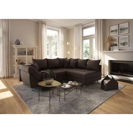 Ecksofa Collection AB, B:247cm H:87cm T:189cm, braun, Microfaser PRIMABELLE (100% Polyester), Struktur (90% Polyester, 10% Polyacryl), Samtvelours