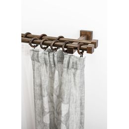 Gardinenstange Garesa, L:340cm &Oslash;:20mm, braun, Holzwerkstoff, Gardinenstangen, "CUBUS", Vorhanggarnitur, verl&auml;ngerbar, Endkappe, mit Ringe