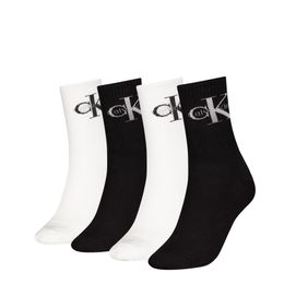 Damen Socken "CKJ WOMEN SOCK 4P GIFTBOX MONOLOGO", Calvin Klein Jeansschwarz, weiß, Obermaterial: 66% Baumwolle, 31% Polyamid, 3% Elasthan, Socken