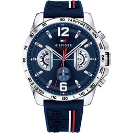 Tommy Hilfiger Damen Multifunktionsuhr "DECKER", blau, Armbanduhren, Quarzuhr, Armbanduhr, Herrenuhr, Datum, Silikonarmband