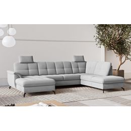 Sit & More Wohnlandschaft SIT & MORE, B:319cm H:92cm T:212cm, grau, 100% Polyester, Sofas, "Zora", wahlweise mit Bettfunktion und Bettkasten