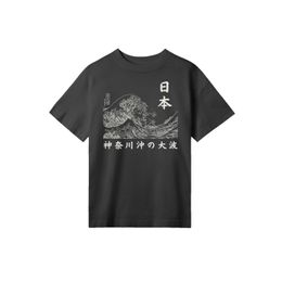 F4NT4STIC Damen T-Shirt "Kanagawa Welle Golden Gai", schwarz, Gr. S, Obermaterial: 100% Baumwolle, Shirts, Premium Qualit&auml;t