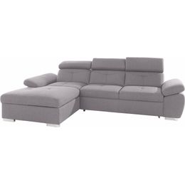 Ecksofa, B:284cm H:81cm T:181cm, silber, exxpo - SOFA FASHION, Luxus-Microfaser (100% Polyester);Struktur (100% Polyester);NaturLEDER (echtes