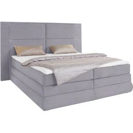 Boxspringbett Collection AB, B:231cm L:215cm, grau, Holzwerkstoff, Spanplatte, Komplettbetten, "Copenhagen", inklusive Bettkasten, Topper, wahlweise