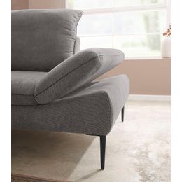Ecksofa W.Schillig, B:294cm H:87cm T:185cm, grau, Chenille-Flachgewebe R66 (85% Polyester, 15% Nylon);Longlife Xtra-Leder Z59: Glattleder mit