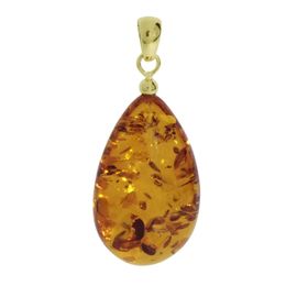 OSTSEE-SCHMUCK Damen Kettenanh&auml;nger "- Tropfen ca. 34 mm lang - Gold 333/000 - Bernstein -", Bernstein, gold, Bernstein, Schmuckanh&auml;nger