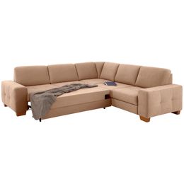 Ecksofa Home Affaire, B:276cm H:86cm T:271cm, braun, Luxus-Microfaser Lederoptik (100% Polyester);Luxus-Microfaser (100% Polyester);Luxus-Microfaser