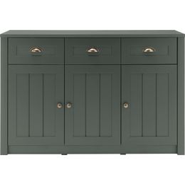 Sideboard Home Affaire, B:130cm H:86cm T:43cm, gr&uuml;n, Holzwerkstoff, MDF, Metall, Wohnzimmer, Sideboards, "Ascot", Breite 130 cm