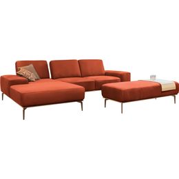Ecksofa W.Schillig, B:299cm H:88cm T:178cm, orange, Longlife Xtra-Leder Z73: Naturwalkleder der Luxusklasse aus den erlesensten Rohh&auml;uten. Hautst&auml;rke