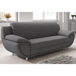 3-Sitzer Trendmanufaktur, B:207cm H:85cm T:94cm, grau, Struktur ( 100% Polyester), Sofas, "Rondo II zeitlos und bequem", wahlweise mit komfortablem