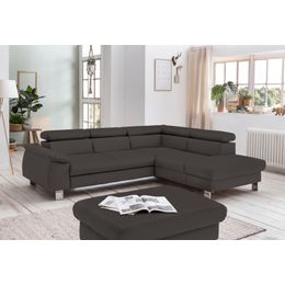 Ecksofa COTTA, B:249cm H:72cm, braun, Microfaser PRIMABELLE (100% Polyester);Kunstleder SOFTLUX;Feinstruktur (100% Polyester);Kunstleder