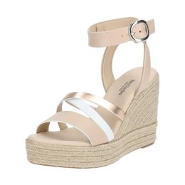 Nero Giardini Damen Keilsandalette "Nero Giardini Sandalen Leder/Textil", Gr. 40beige, weiß, Leder, Textil, Schuhe
