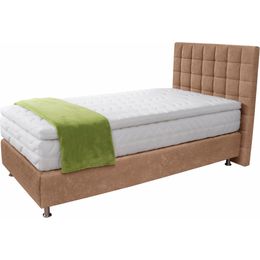 Boxspringbett, B:115cm L:210cm, braun, Westfalia Schlafkomfort, Microvelours (100% Polyester);Strukturstoff (77% Polyester und 23%