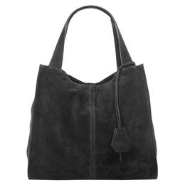 FORTY Damen Shopper, schwarz, Leder, gemustert, Taschen, echt Leder, Made in Italy