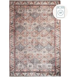 Teppich FLAIR RUGS, B:152cm H:4mm L:230cm, rot, Polyester, Wohnzimmer, Teppiche, "Dion", Traditioneller Teppich, waschbar, Wohnzimmer, Schlafzimmer