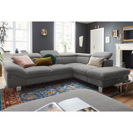 Ecksofa COTTA, B:266cm H:73cm T:214cm, grau, Struktur (100% Polyester);Chenille (90% Polyester, 10% Polyamid), Wohnzimmer, Sofas, "Driver L-Form",