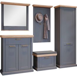 Garderoben-Set Home Affaire, B:216cm H:193cm T:38cm, grau, MDF, Spanplatte, Flur, Kastenm&ouml;bel-Sets, "Tara", UV-Lack auf Wasserbasis