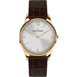 Jacques Lemans Damen Quarzuhr "London", braun, Armbanduhren, Armbanduhr, Damenuhr, Lederarmband, geh&auml;rtetes Crystexglas