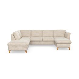 Wohnlandschaft Home Affaire, B:307cm H:86cm T:213cm, beige, 100% Polyester, Sofas, "Trelleborg U-Form", wahlweise mit Bettfunktion und Bettkasten,