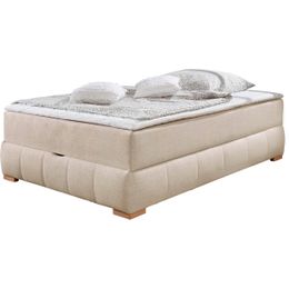Boxbett OTTO HOME, B:144cm L:204cm, beige, Komplettbetten, "Wehma", ohne Kopfteil, inklusive Topper und Bettkasten
