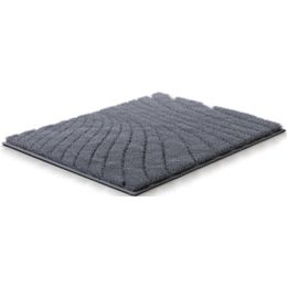 Badematte Grund, H:20mm, grau, Polyester, Badematten, "Caffi", Zeitlos sch&ouml;nes Wellenmuster, mit Hoch-Tief, 5 Jahre Garantie