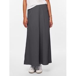 Pieces Damen Midirock "PCFRANAN HW MIDI SKIRT NOOS BC", grau, Gr. XS, unifarben, Obermaterial: 100% Polyester, Röcke