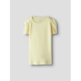 name it Mädchen Kurzarmshirt "NMFKAB TOP NOOS", gelb, Gr. 98, unifarben, Jersey, Obermaterial: 57% Baumwolle, 38% Modal, 5% Elasthan, Shirts,