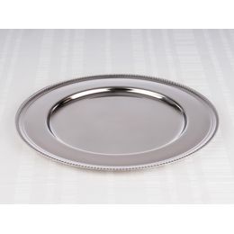 APS Platzteller, B:30,5cm H:2,2cm T:30,5cm &Oslash;:30,5cm, silber, Untersetzer, hochglanzpoliert, Perlrand, &Oslash; 30,5 cm