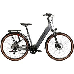 KROSS E-Bike "E-Trekkingbike Damen Trans Hybrid 1.0 28" grau 8 Gänge", 48cm, 28 Zoll (71,12cm), grau, Elektrofahrräder