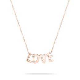 ECHTZEIT Damen Kette mit Anhänger "Schmuck Geschenk Edelstahl Halskette Love Letters", Edelstahl, L: 45 B: 2mm, rosa, Edelstahl, B:2mm, Halsketten