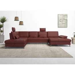 Wohnlandschaft Places of Style, B:363cm H:89cm T:223cm, rot, Luxus-Microfaser (90% Polyester, 10% Polyamid);Samtoptik (100% Polyester), Sofas,