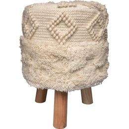 Sitzhocker Kayoom, B:38cm H:50cm T:38cm, beige, Sitzbezug: 90% Wolle 10% Baumwolle / Gestell: Akazie, Hocker, "Hocker Bohist 125, charaktergebende