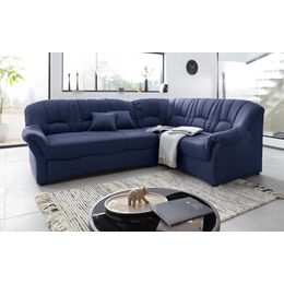 Ecksofa DOMO collection, B:256cm H:91cm T:200cm, blau, Luxus-Microfaser (100% Polyester), mit Muster;Struktur (100% Polyester), Wohnzimmer, Sofas,