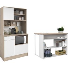 Schrank-Set Parisot, wei&szlig;, Spanplatte, Kastenm&ouml;bel-Sets, "Socool 1, Theke und K&uuml;chenbuffet, Made in Europe, viel Stauraum", TOPSELLER Theke als