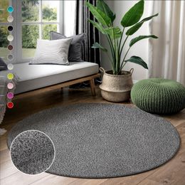 Hochflor-Teppich Sanat, H:30mm &Oslash;:200cm, grau, Kunstfaser, Teppiche, "LOCA", Wohnzimmer, Langflor, Shaggy, Schlafzimmer