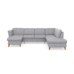 Wohnlandschaft Home Affaire, B:307cm H:86cm T:213cm, silber, 100% Polyester, Sofas, "Trelleborg U-Form", Federkern-Polsterung, wahlweise mit