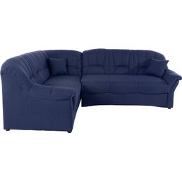 Ecksofa DOMO collection, B:256cm H:91cm T:200cm, blau, Luxus-Microfaser (100% Polyester), mit Muster;Struktur (100% Polyester), Wohnzimmer, Sofas,